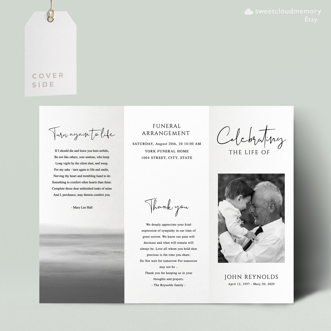 Trifold Funeral Program Minimalist Trifold Funeral Program - Etsy