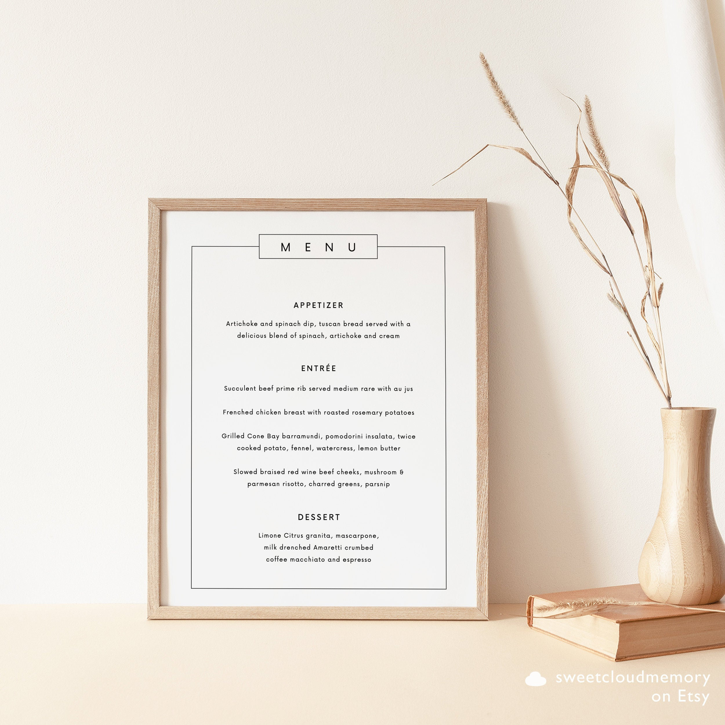 Editable Simple Menu Card Template Printable Minimal Menu Sign - Etsy UK