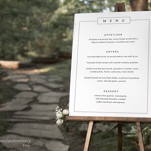 Editable Simple Menu Card Template Printable Minimal Menu Sign Modern ...