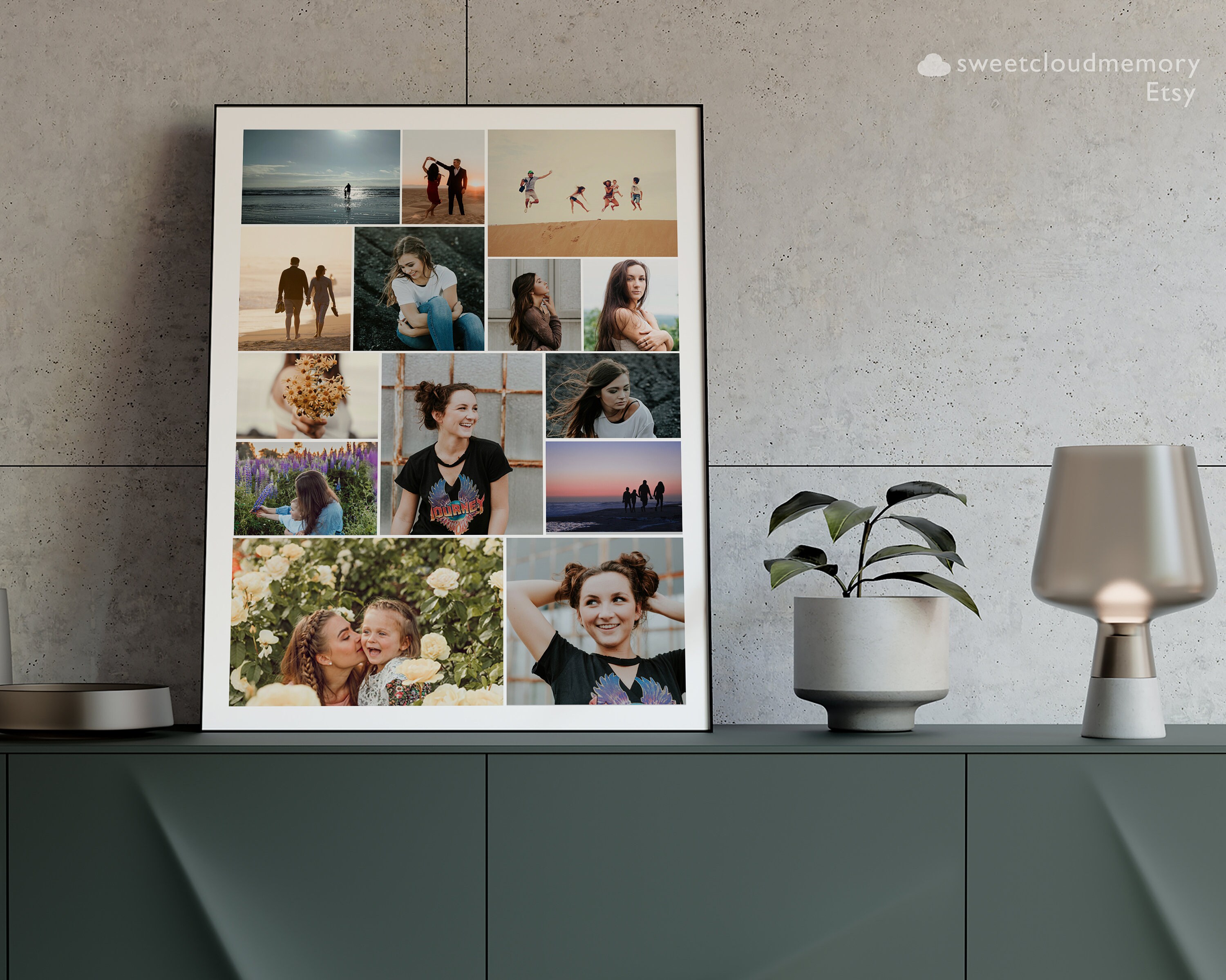 HEART Memorial Collage Sign Template Funeral Photo Poster Funeral ...