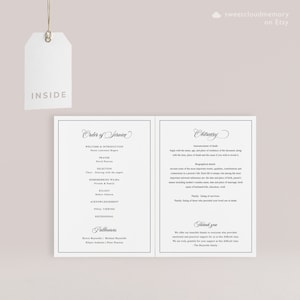 Simple Oval Funeral Program Template, Elegant Black and White Funeral ...