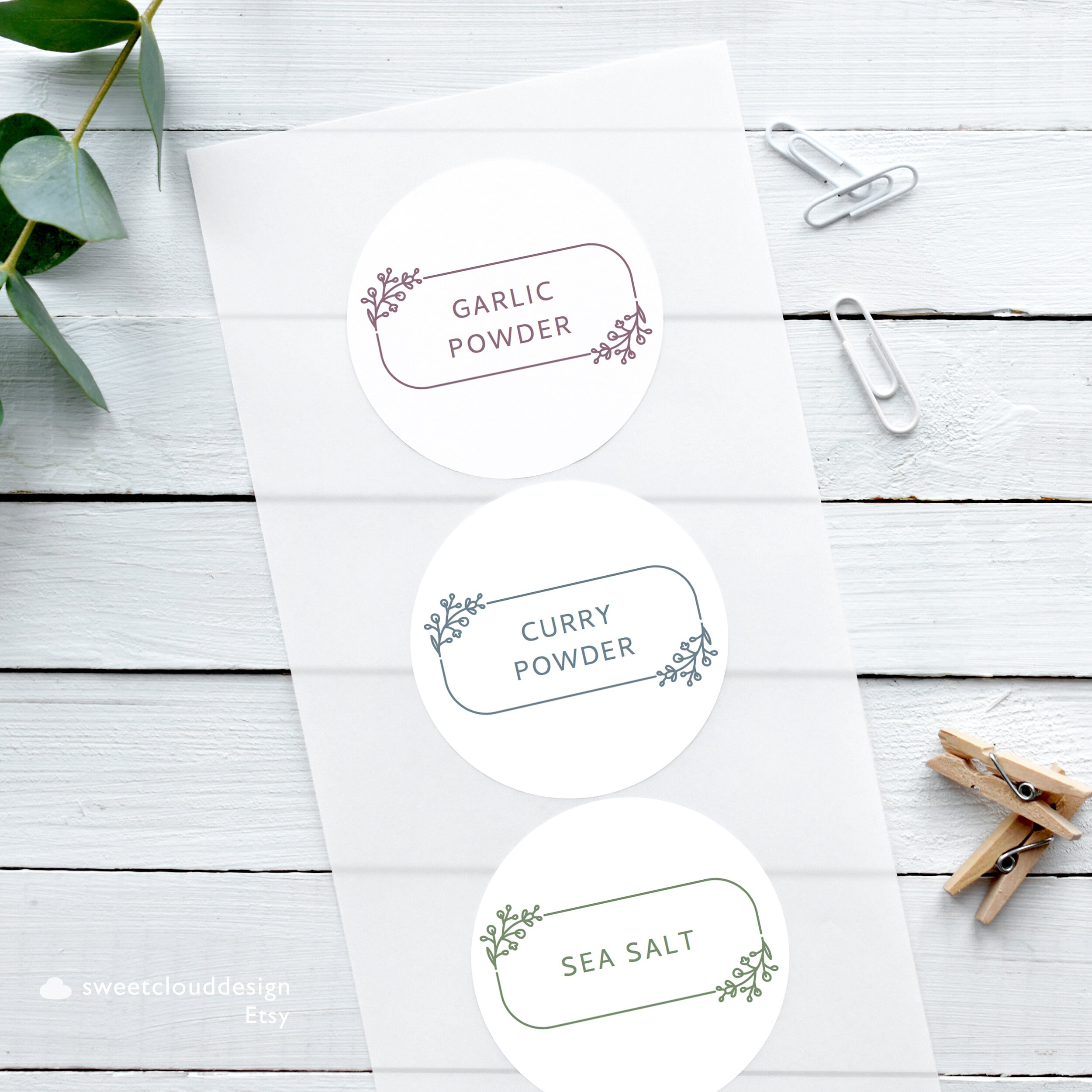 Editable Jar Spice Label Simple Floral Round Label 2inch Label | Etsy