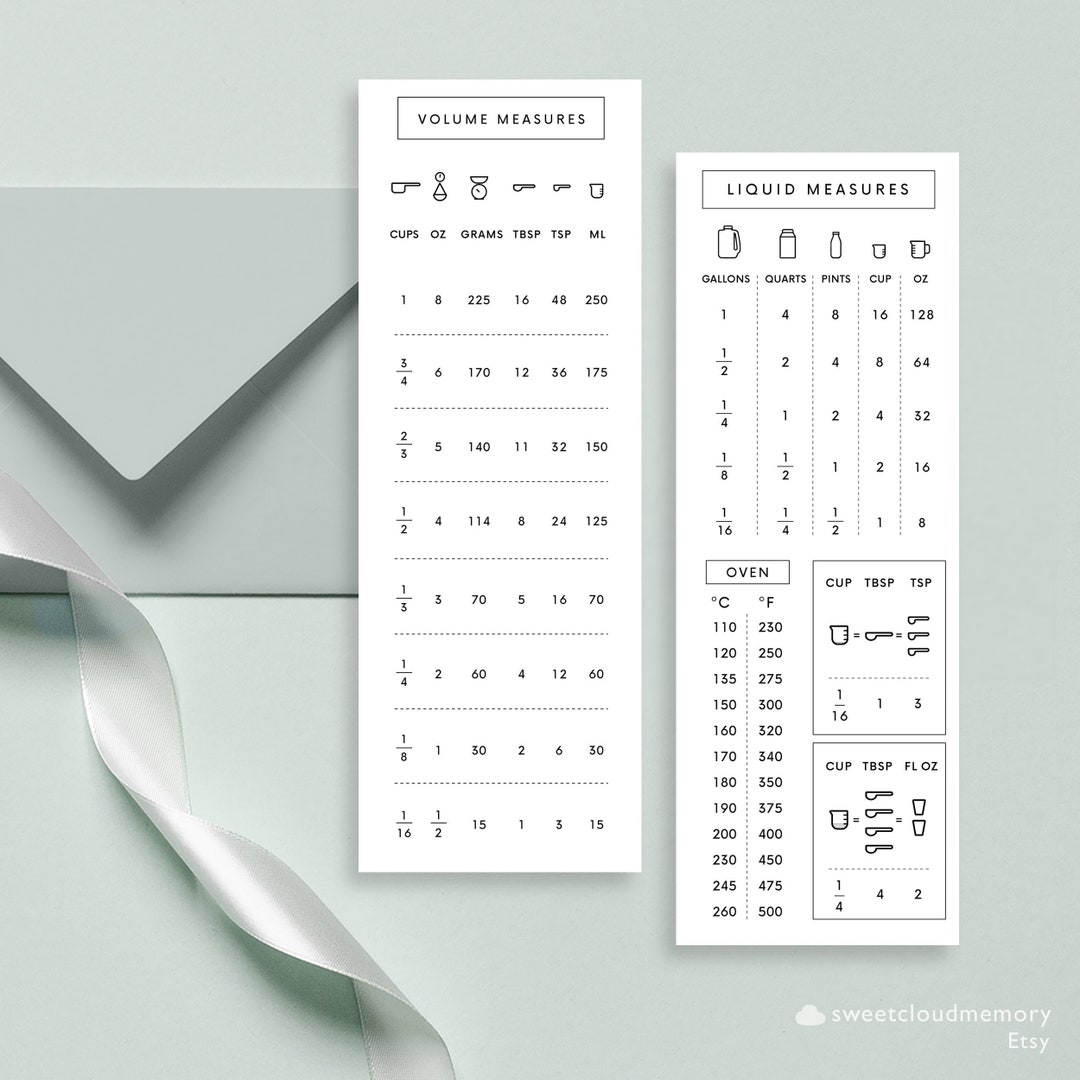 Kitchen Bookmark Chart Conversion Chart Bookmark Download Kitchen Guide ...