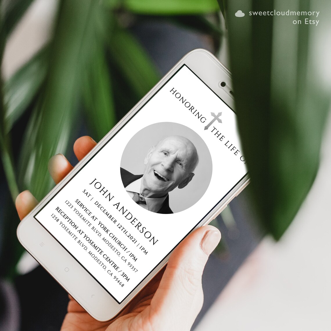 Minimal Funeral invitation templateSimple Photo celebration | Etsy