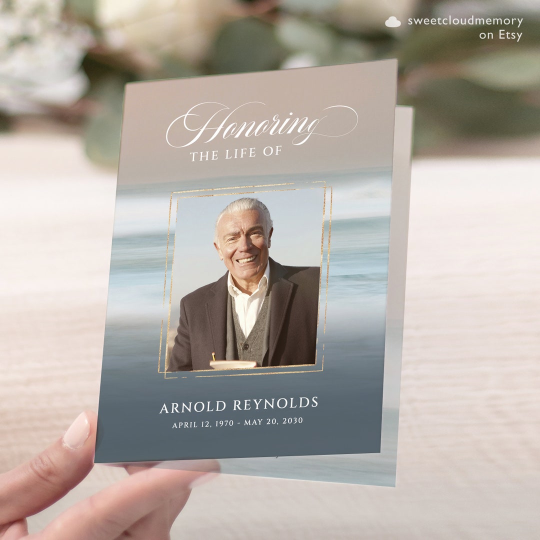 Ocean Funeral Program Template Seascape Funeral Memorial Program ...