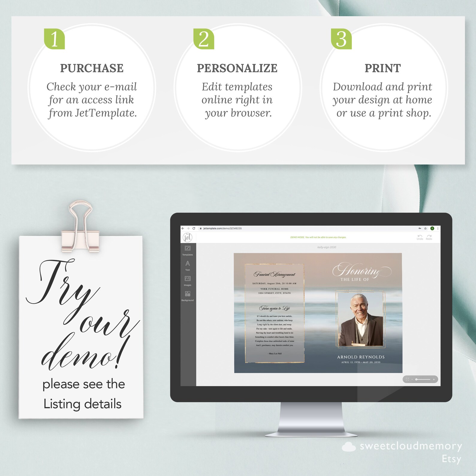 Ocean Funeral Program Template Seascape Funeral Memorial Program ...