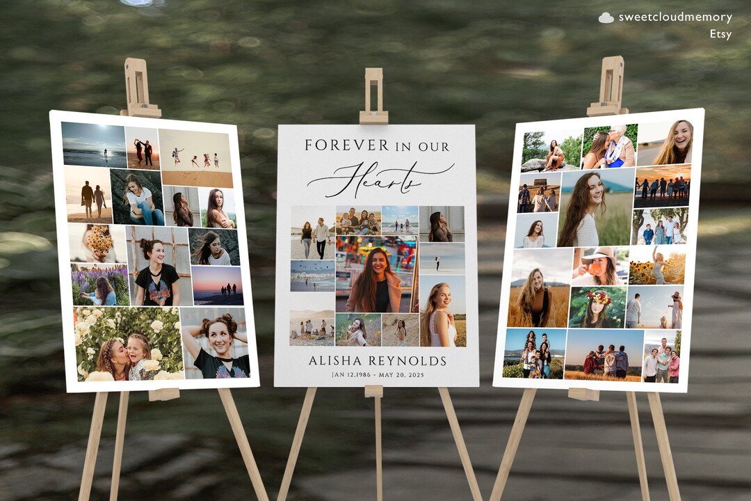 Memorial Collage Poster Funeral Simple Collage Poster Sign Poster ...