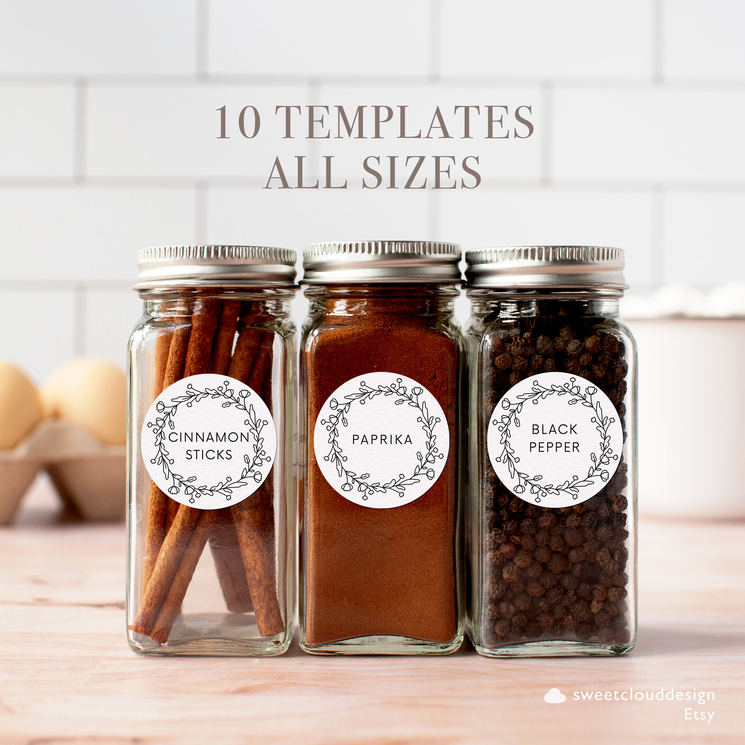 Avery Editable Spice Jar Round Label Simple Floral Round Label Avery ...