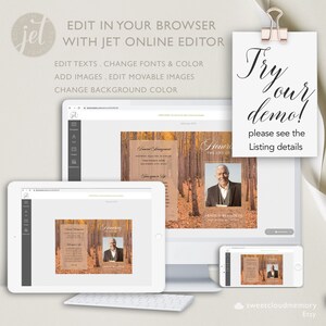 Fall Forest Funeral Program Template Orange Landscape Funeral Memorial ...