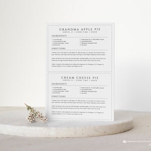 US LETTER SIZE Recipe Template Editable, Simple Printable Recipe ...