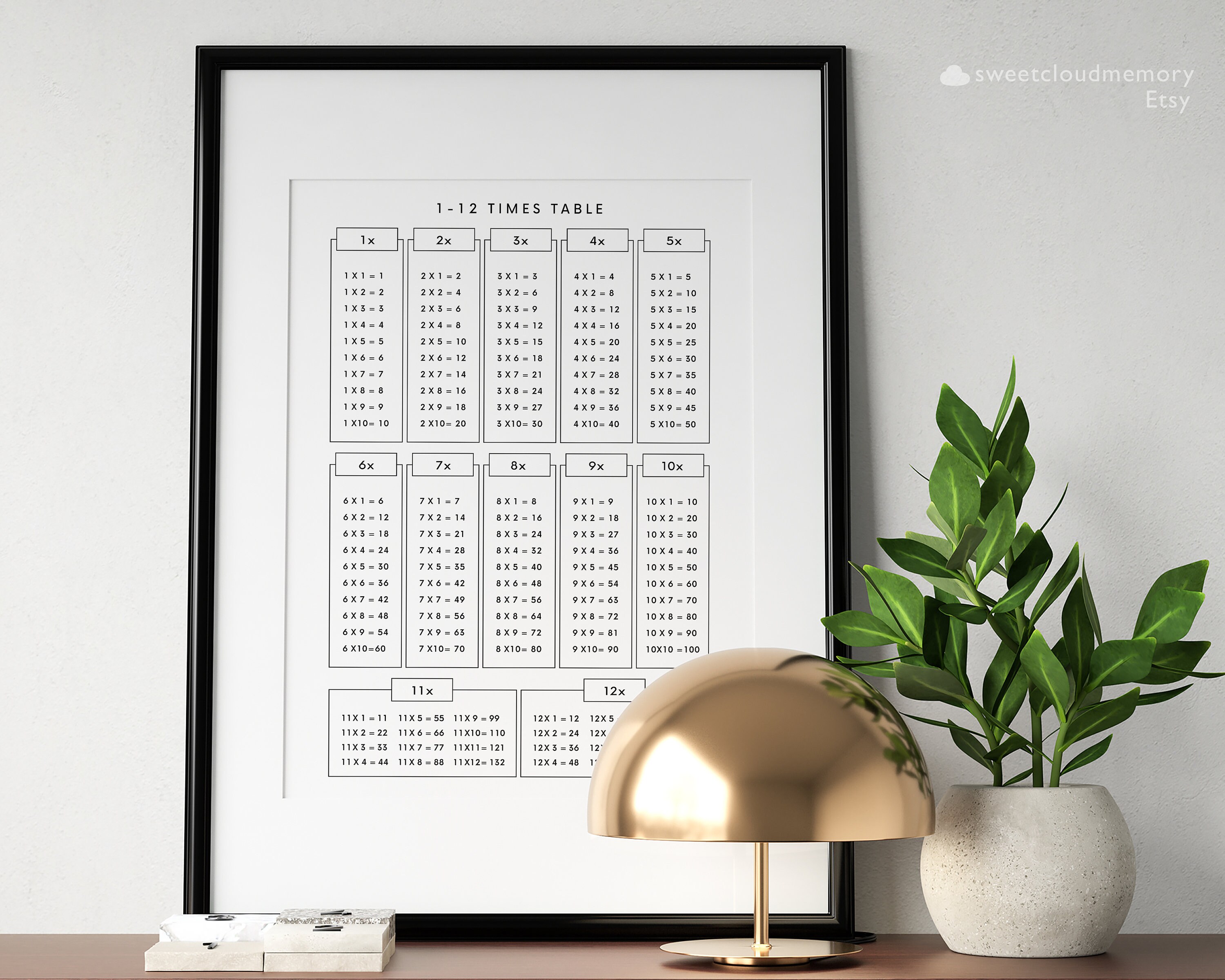 Simple Times Table Chart Printable Math Multiplication Poster ...