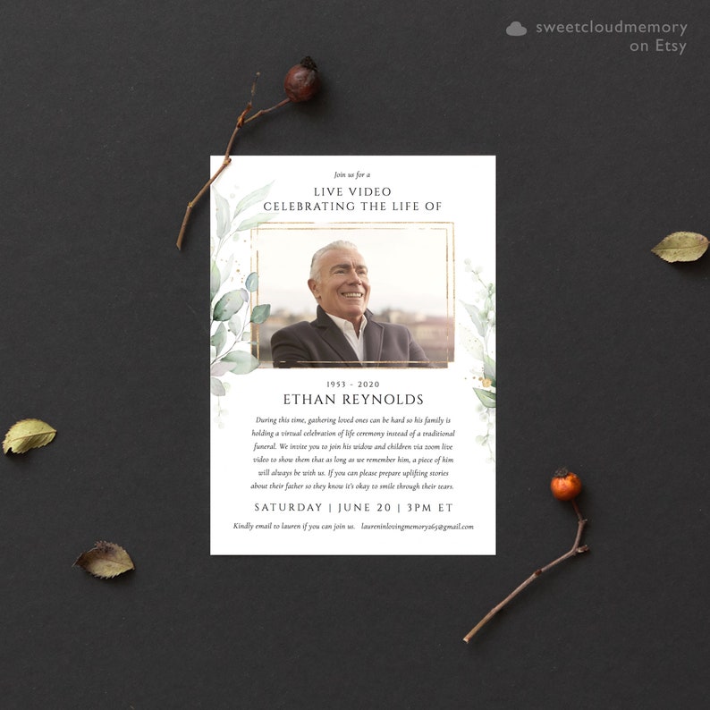 Photo Virtual Celebration of Lifegold Funeral Live Video - Etsy