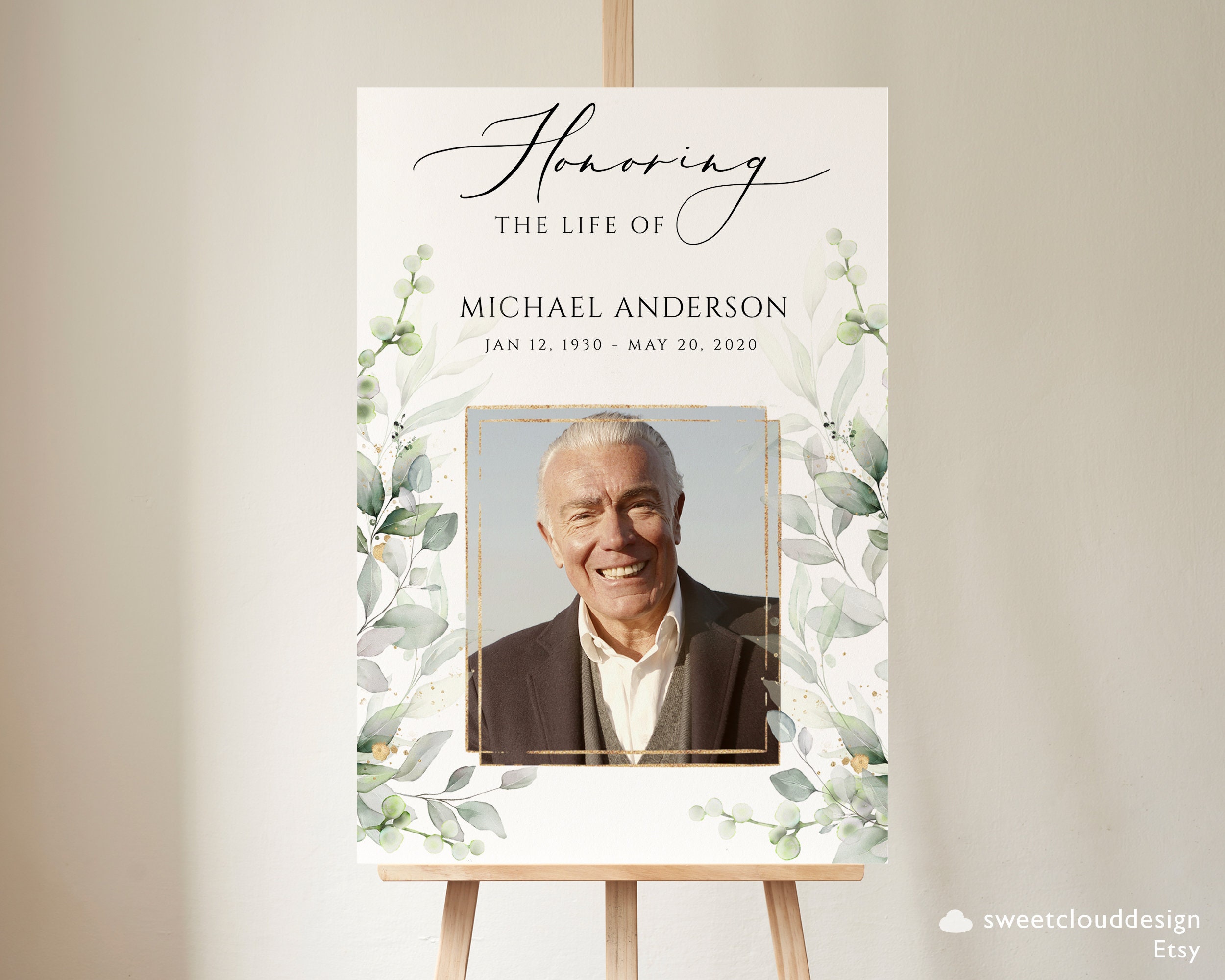 Green Leaves Celebrating the Life Sign Life Celebration Sign | Etsy