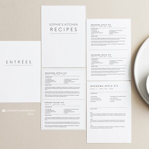US LETTER SIZE Minimal Recipe Template Editable, Simple Printable ...