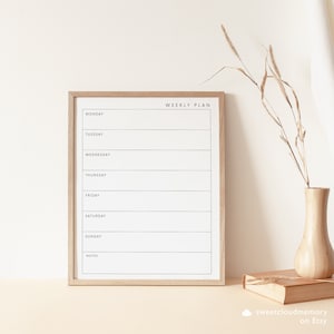 Weekly Planner Chart Editable Simple Week Table Card Weekly Schedule ...