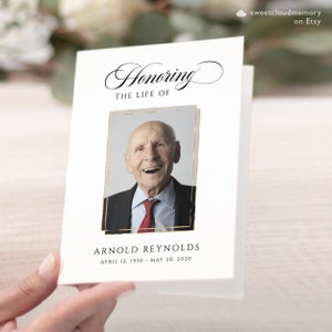 Gold Frame Funeral Program Template Elegant Funeral Memorial Program ...