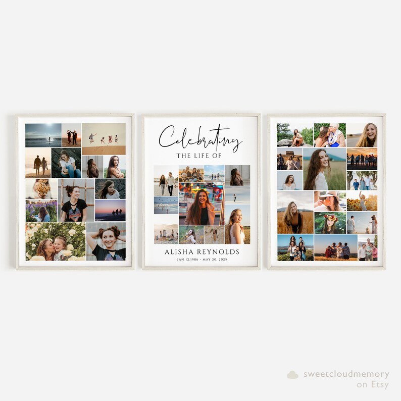 Funeral Collage Welcome Sign Memorial Collage Photo Sign Funeral Simple ...