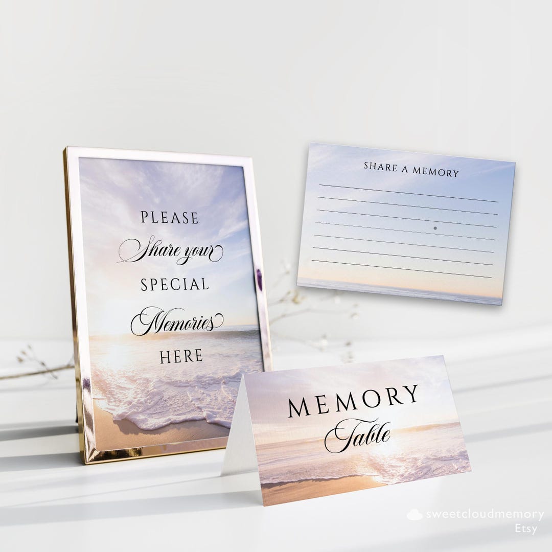 Share A Memory Card and Sign for Funeral Sunset Ocean Share Memory ...