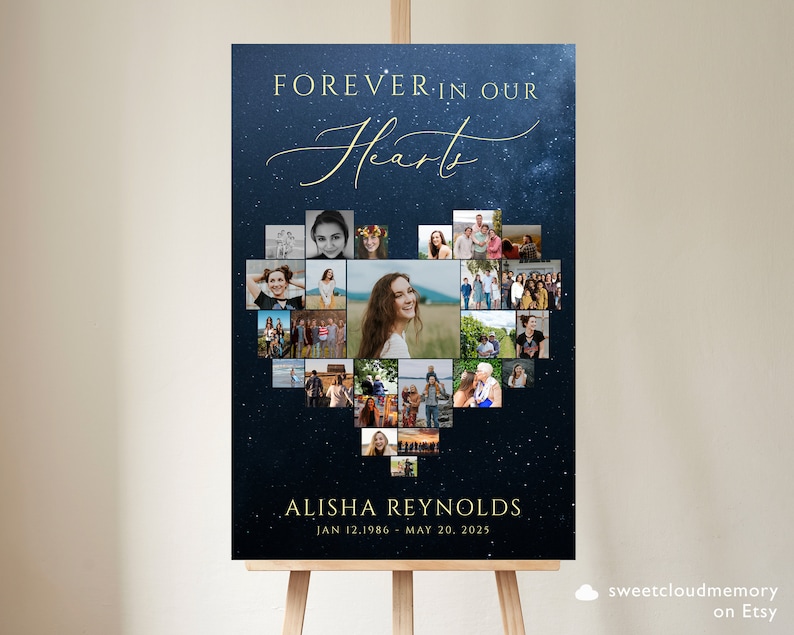 DARK Sky Funeral Sign Memorial Poster Heart Funeral Star Sky Sign ...