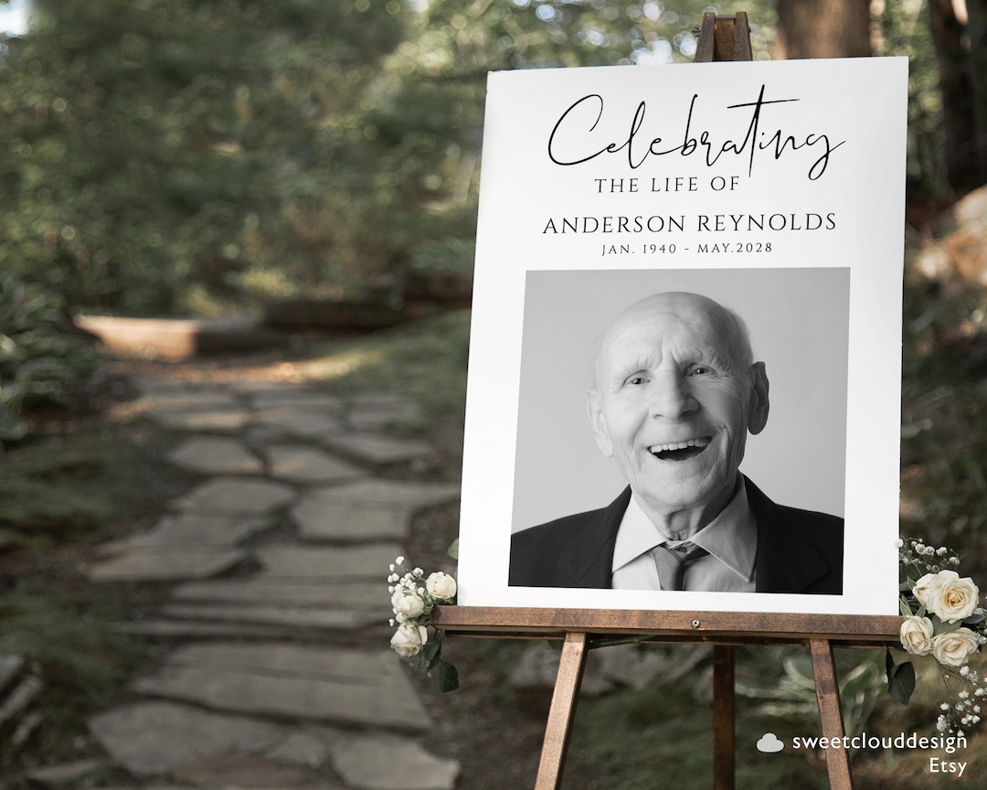 Minimal Funeral Sign Simple Celebrating Life Sign Modern Celebration ...