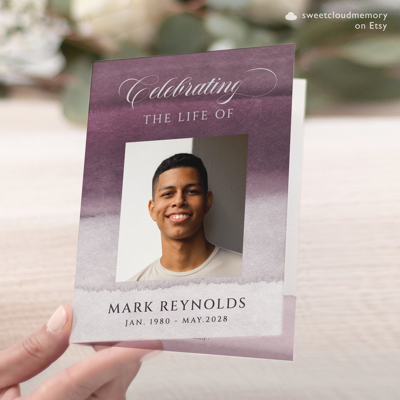 Dusty Purple and Gray Funeral Program Template Violet Funeral - Etsy