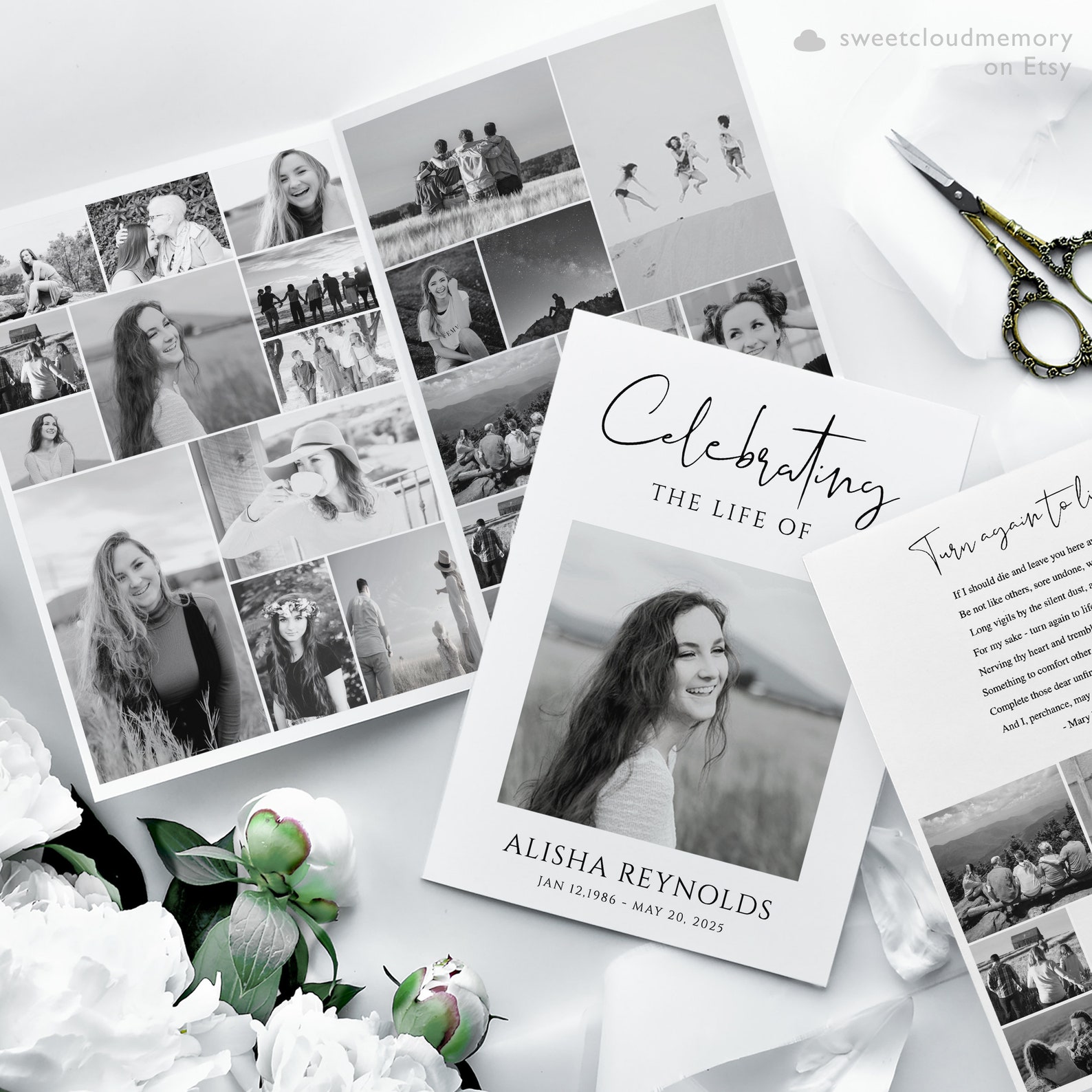 Funeral Program Collage Template Simple Photo Funeral Program Memorial ...