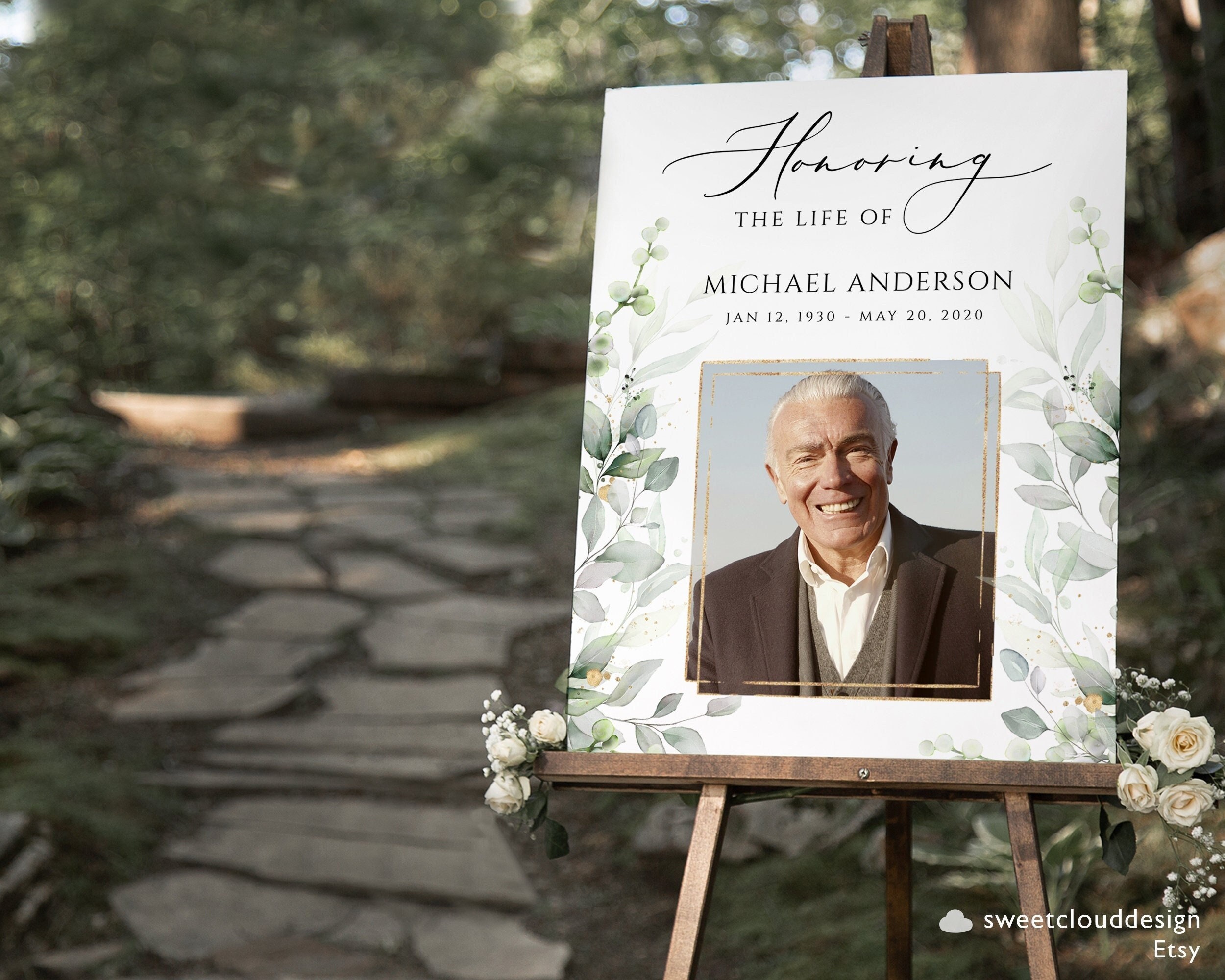 Green Leaves Celebrating the Life Sign Life Celebration Sign | Etsy