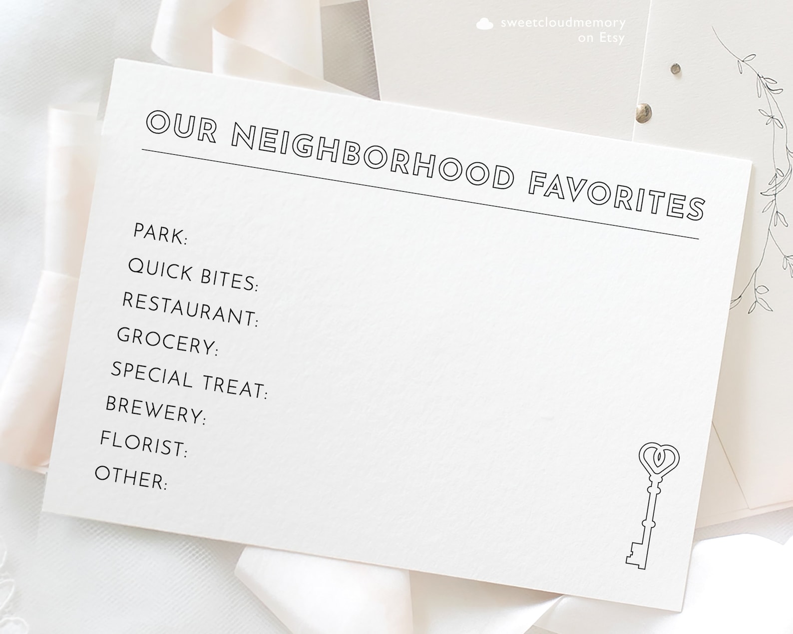 Our neighborhood favourites card welcome neighbor printable | Etsy