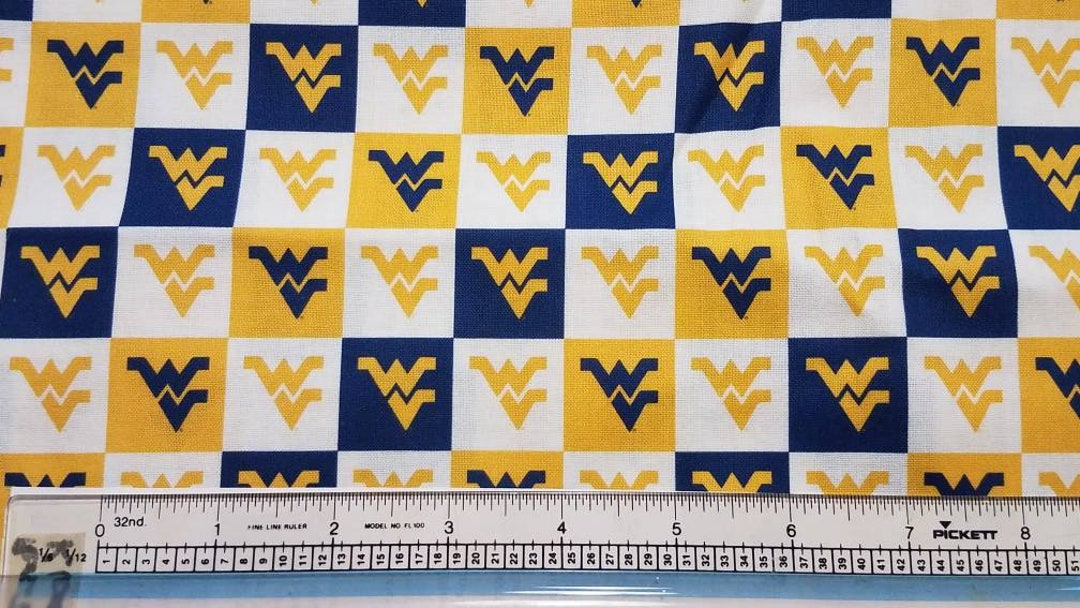 WVU - 100% Cotton Fabric by the HALF YARD West Virginia University ...