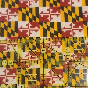 MARYLAND FLAG 100% Cotton Fabric by the HALF Yard (appx 58 in Width of ...