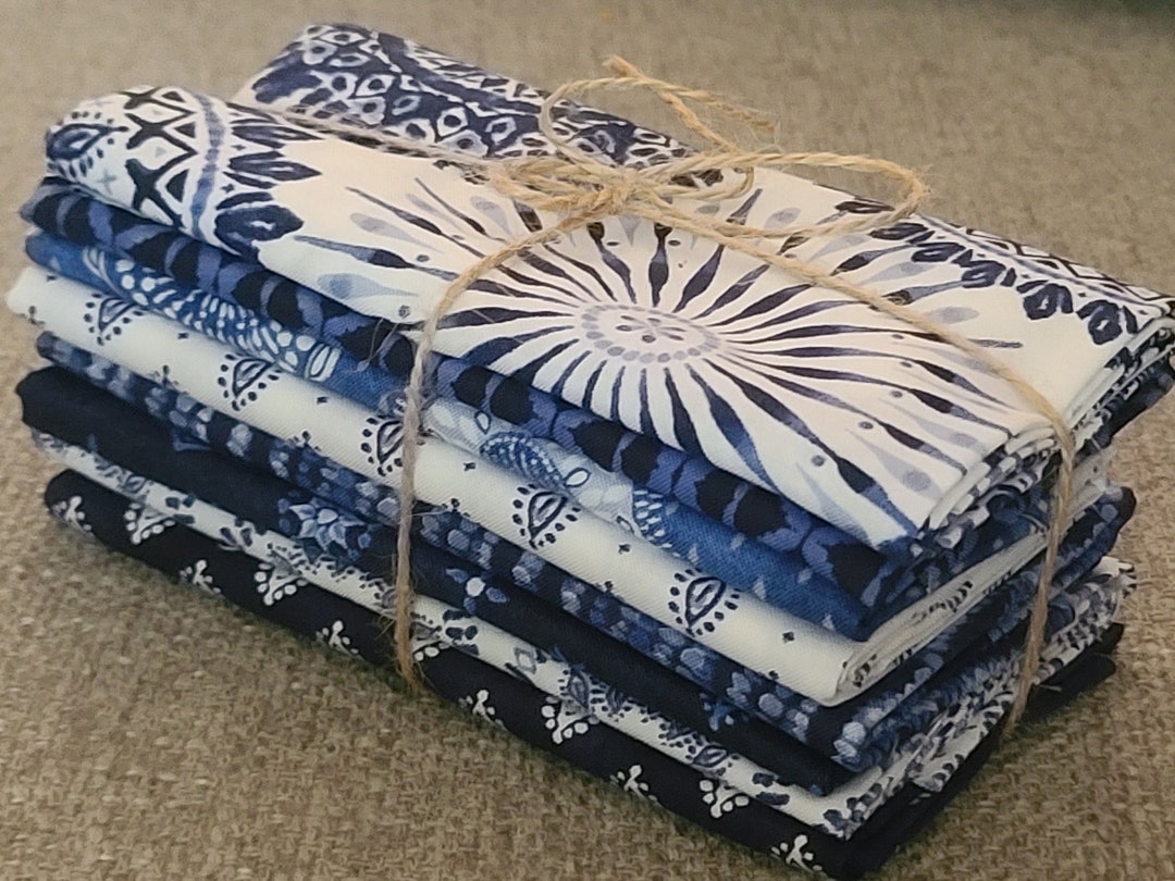 Pk/8 Fat Quarter Bundle - Indigo Splash by Wilmington Prints 100% ...