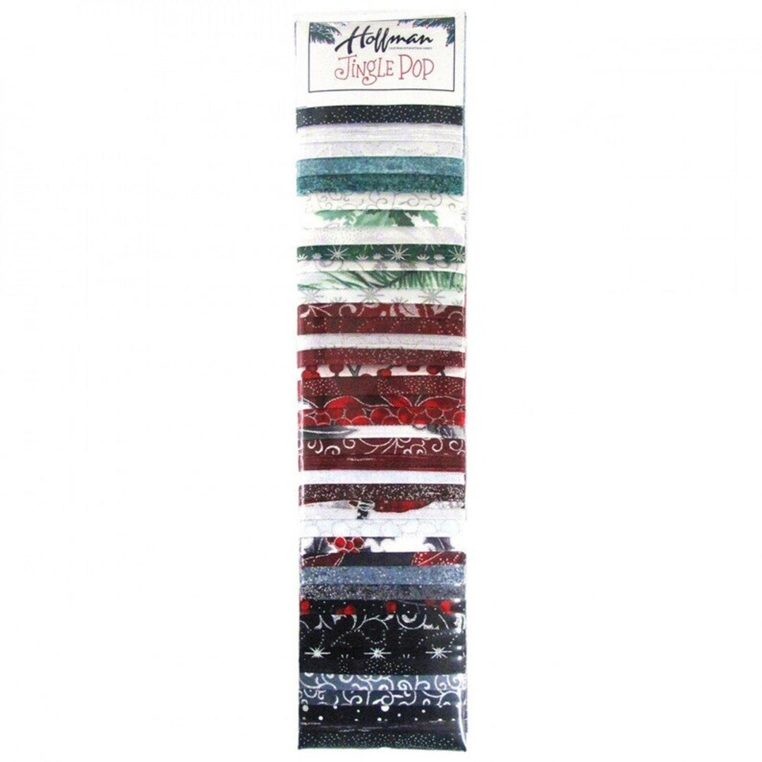 JINGLE POPS - SILVER Metallic Precut 2.5 in Strips- Hoffman Fabrics 100 ...