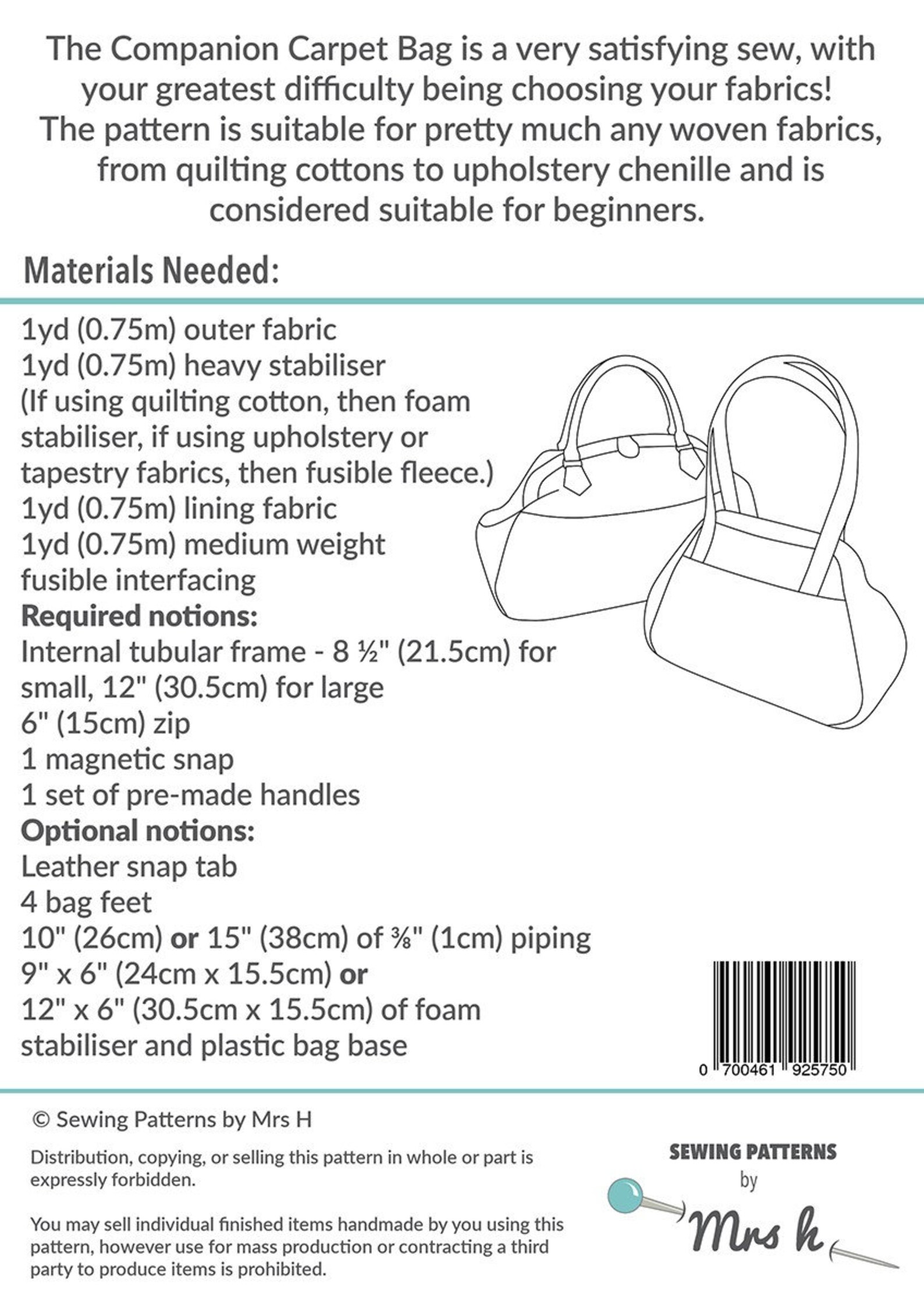 Companion Carpet Bag PATTERN - Etsy