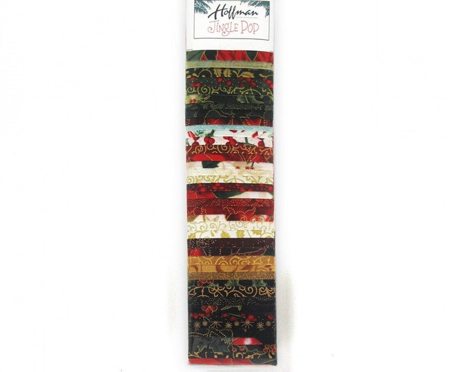 JINGLE POPS - GOLD Metallic Precut 2.5 in Strips- Hoffman Fabrics 100% ...