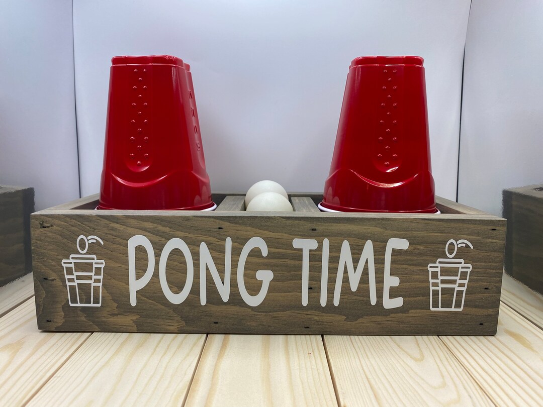 Beer Pong Game Box - Pine Wood - Tailgate - Sink & Drink - Red Solo Cup ...
