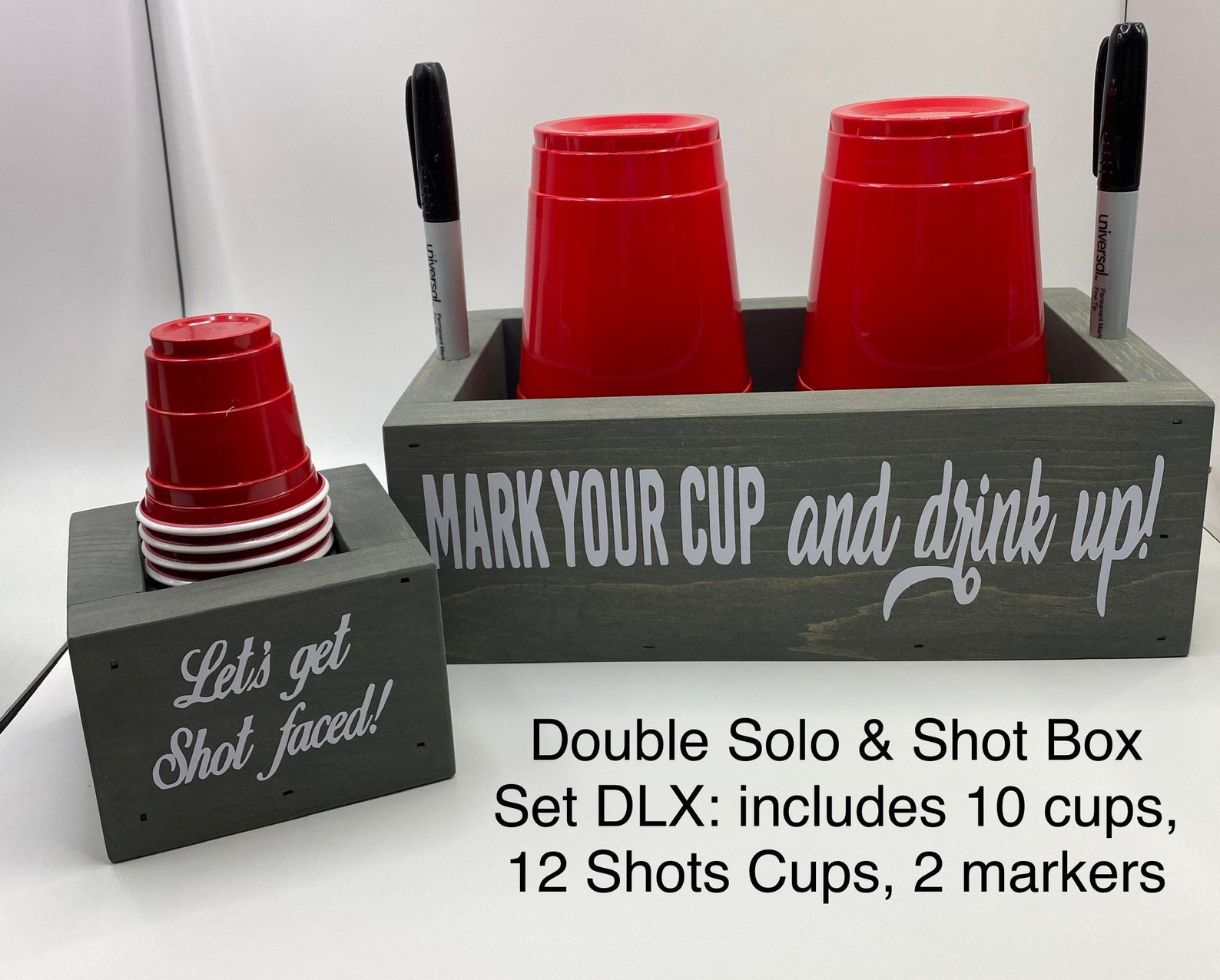 Double Red Solo Cup Dispenser - Shot Box Set - Marker Holder - Mark ...