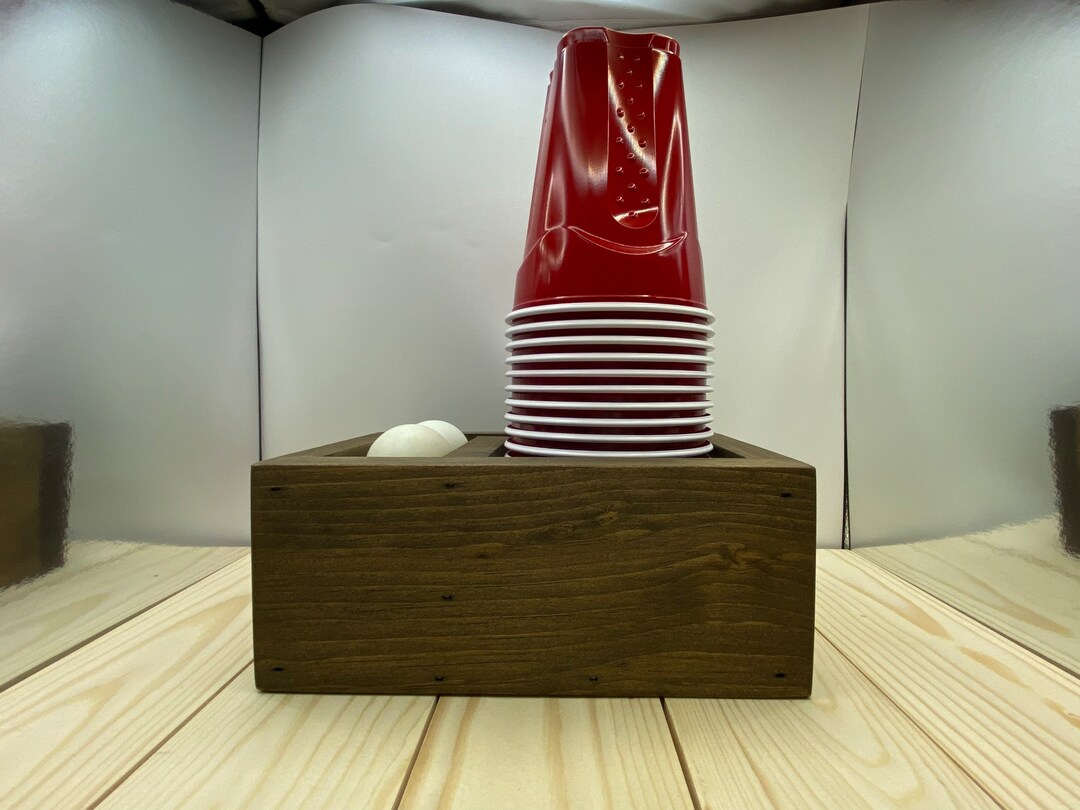 Mini Beer Pong Game Box - Pine Wood - Tailgate - Sink & Drink - Red ...