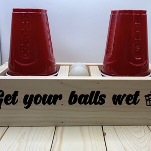 Beer Pong Game Box - Pine Wood - Tailgate - Sink & Drink - Red Solo Cup ...