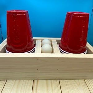 Beer Pong Game Box - Pine Wood - Tailgate - Sink & Drink - Red Solo Cup ...
