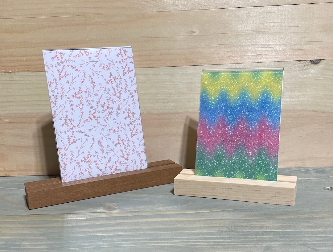 Natural Wood Stand With Bonus Magnetic Acrylic Photo Holder - Etsy