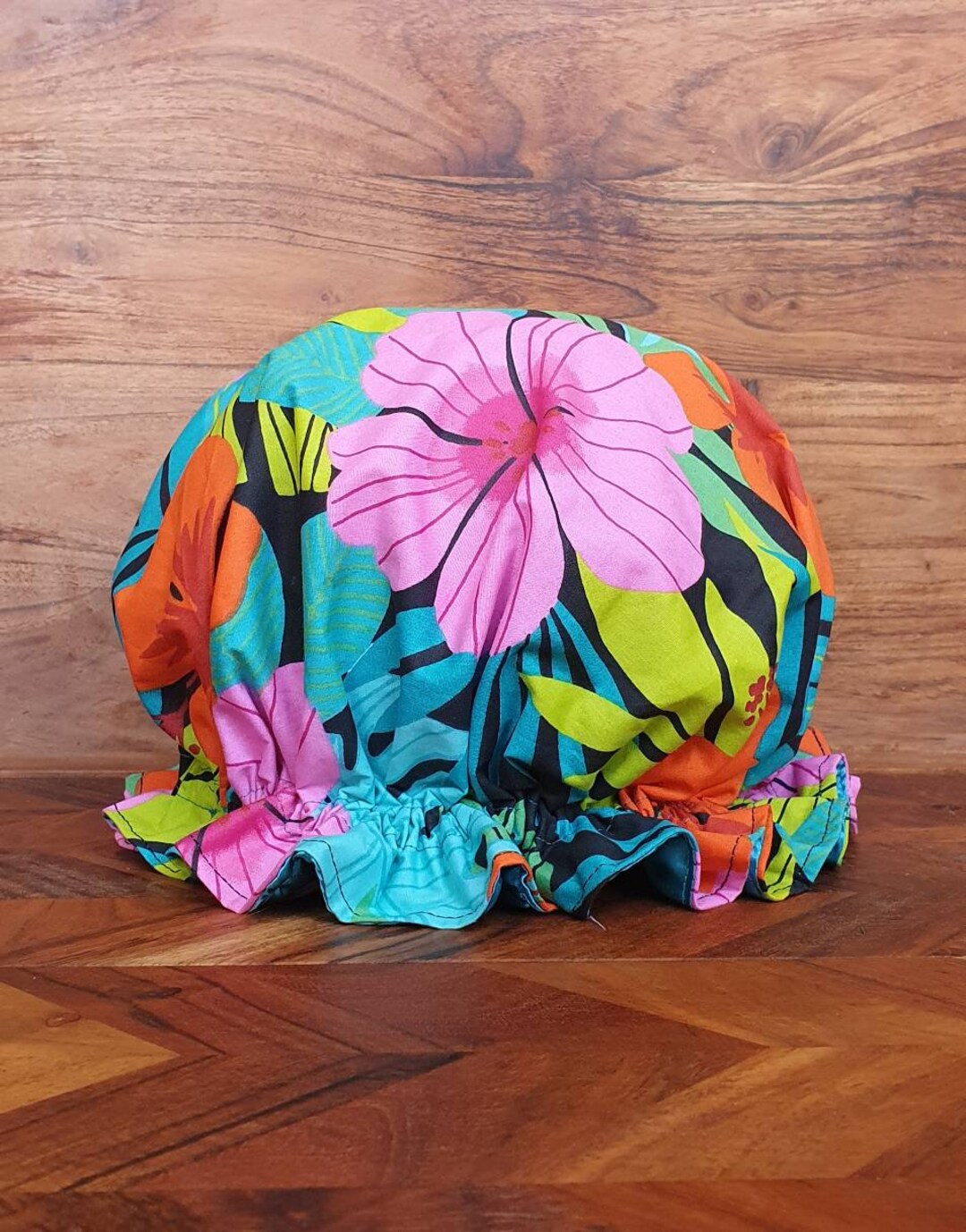 Womens Luxury Waterproof Shower Cap - Jade/black/pink/orange Hawaiian ...