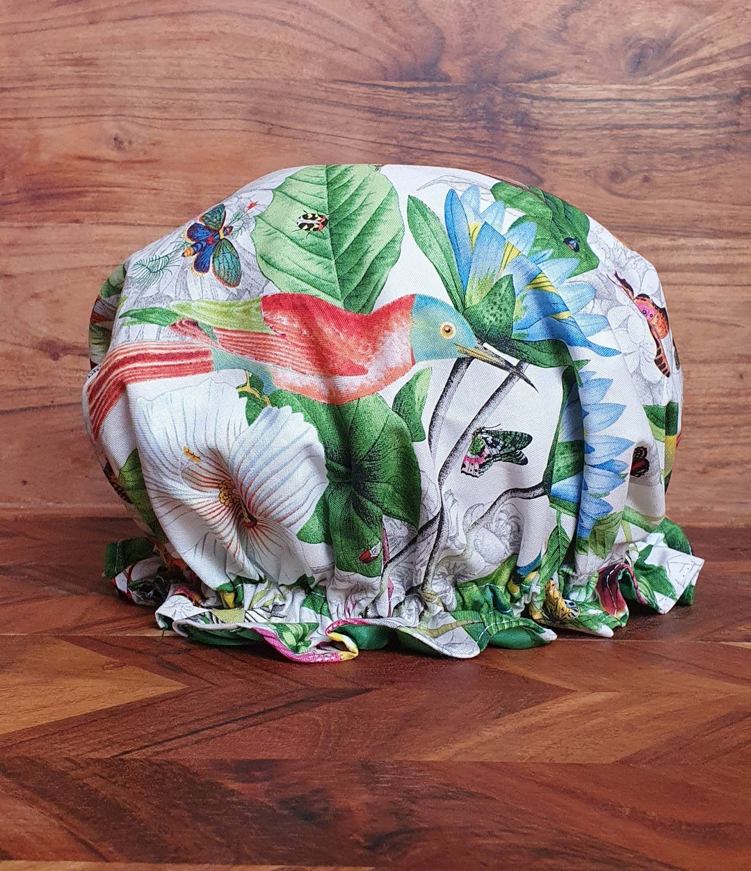Womens Luxury Waterproof Shower Cap - Colorful Bird & Flower Print - Etsy