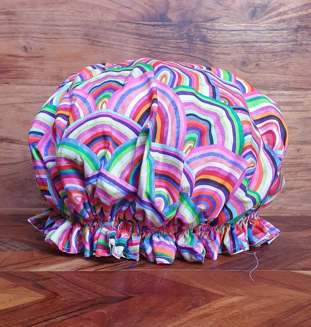 Womens Luxury Waterproof Shower Cap - Colorful Rainbow Print - Etsy