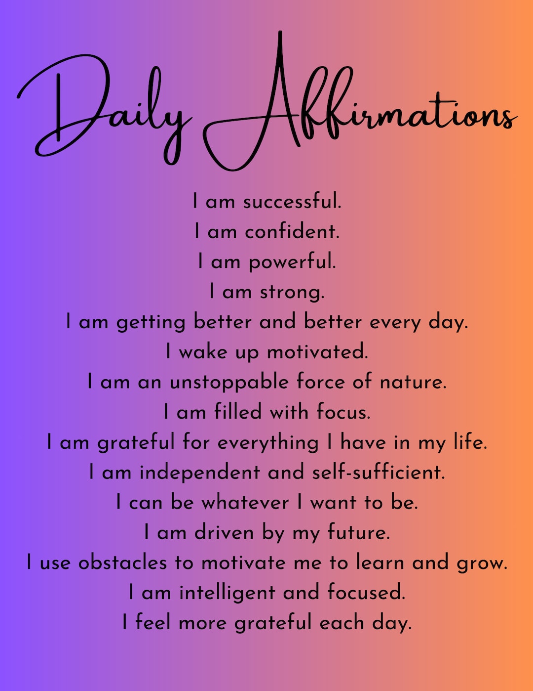 Daily Affirmation Print - Etsy