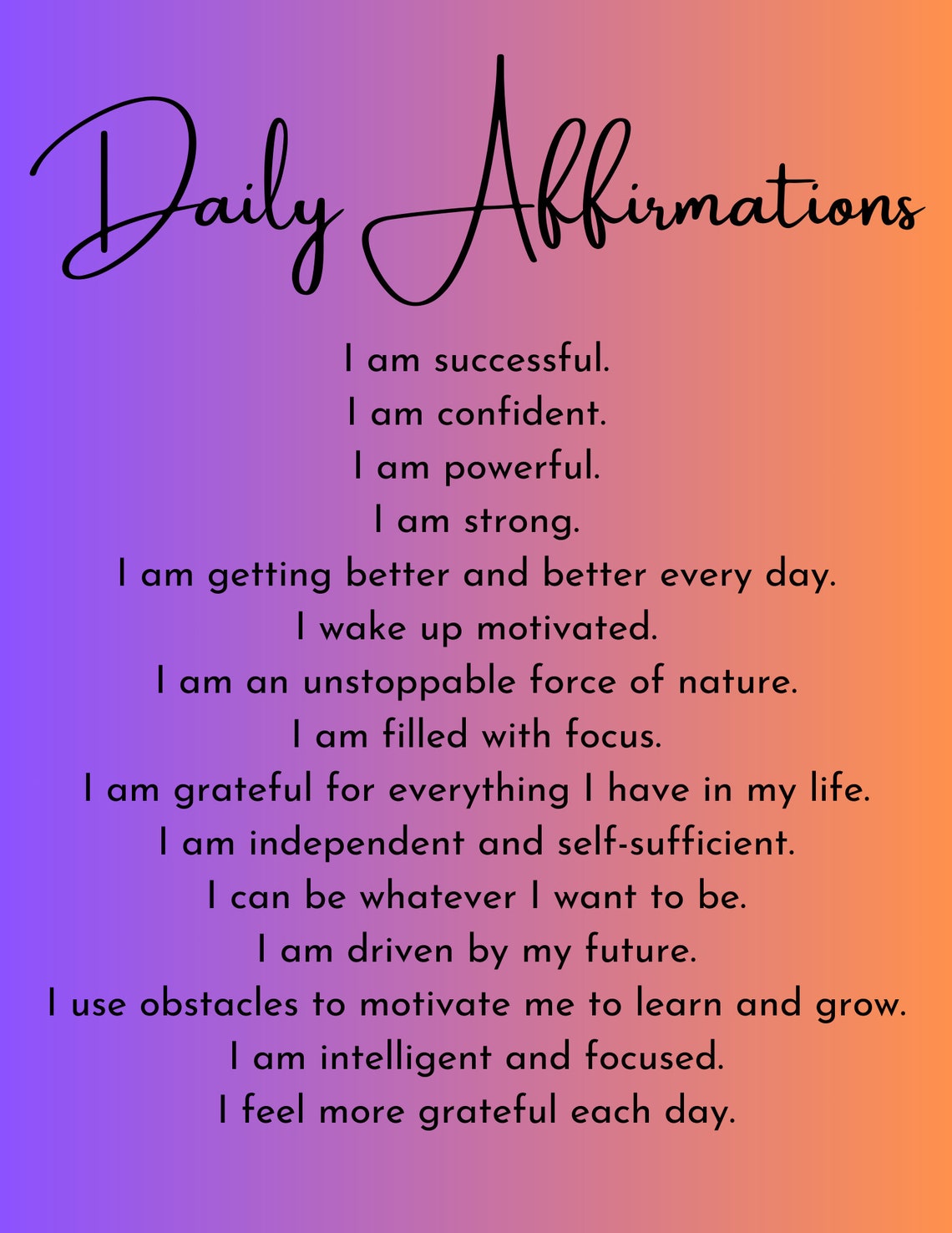 Daily Affirmation Print - Etsy