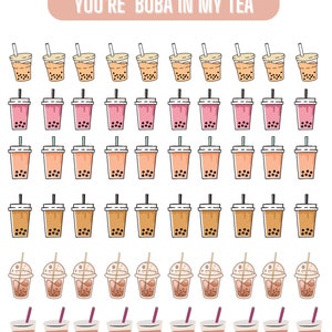 Printable Stickers Boba Tea Stickers Bubble Tea Digital - Etsy