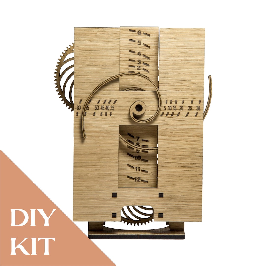 Fibonacci Wooden Gear Clock – DIY Clock Kit, No-glue - Click System ...