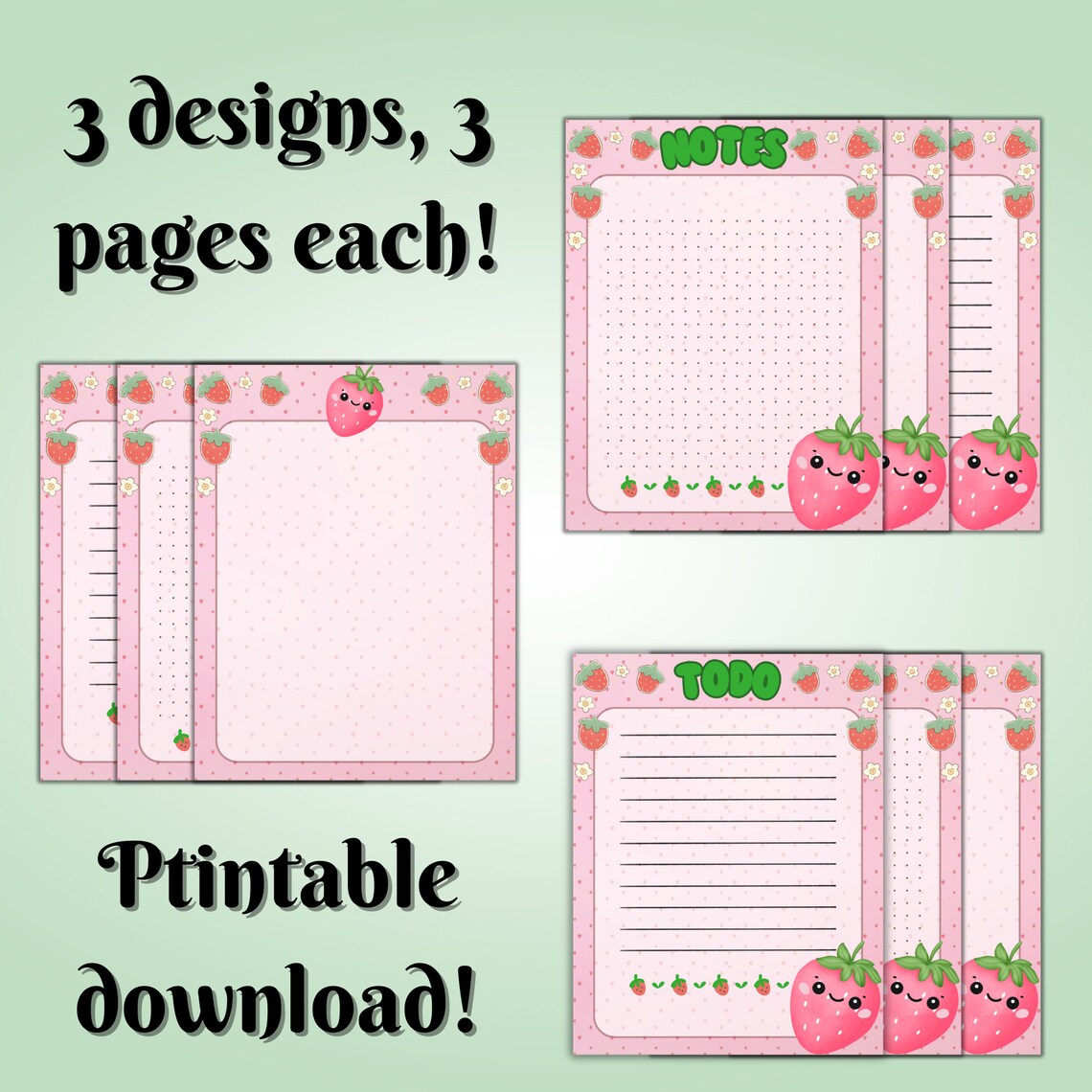 Berry Sweet Stationery Set, Notepad, Printables - Etsy