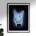 Neon Sign Poster, Rock N Roll, Rock Hand Sign, Wall Decor - Etsy