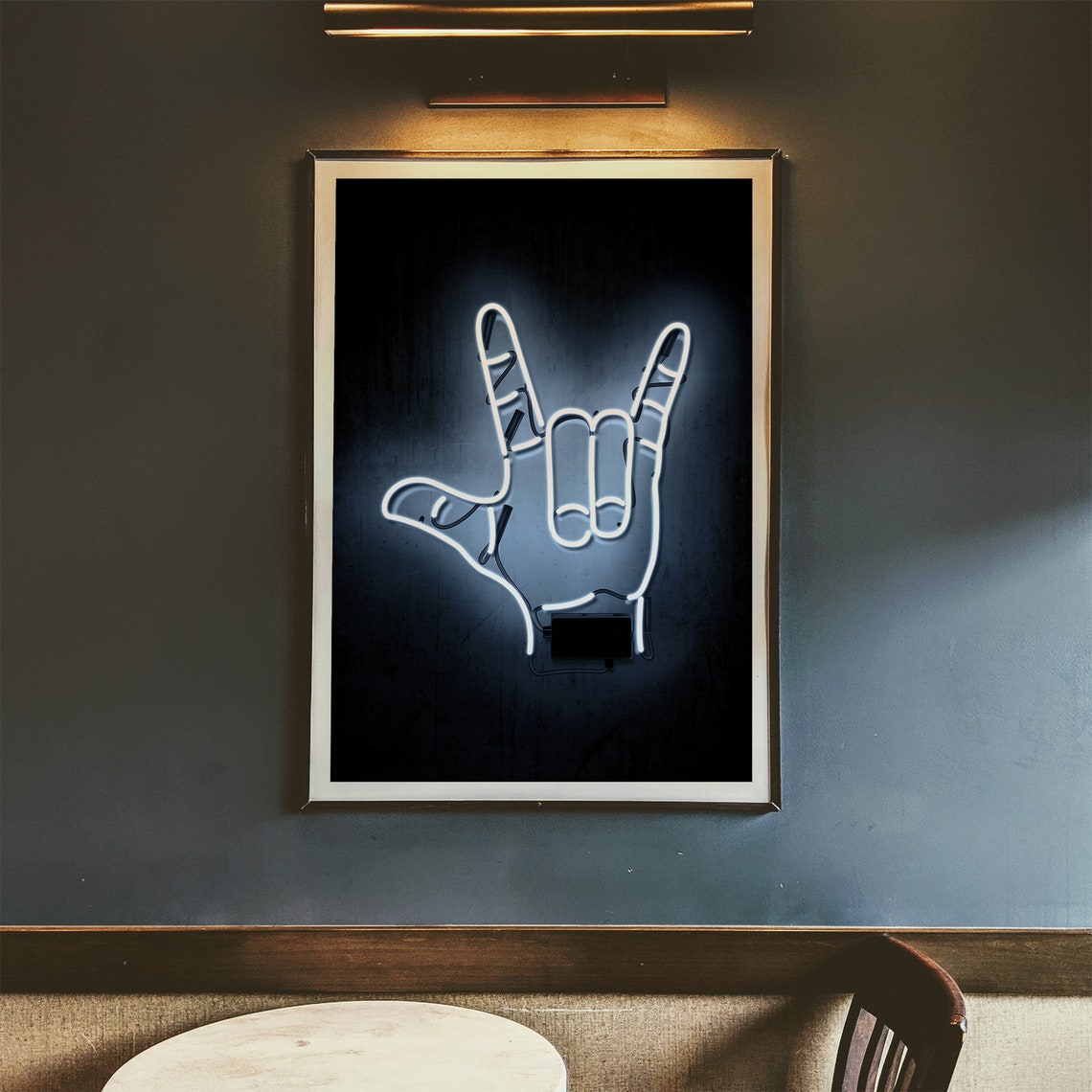 Neon Sign Poster Rock N Roll Hand Sign Love Sign Wall - Etsy